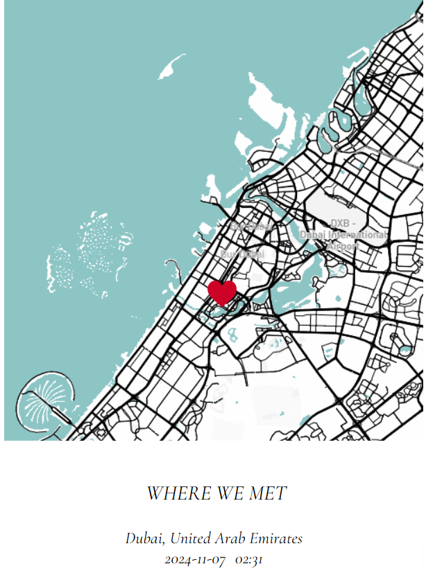Where We Met Map - A Personalized Couples Gift - Romantic Keepsake