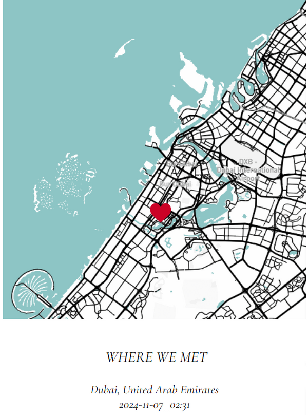 Where We Met Map - A Personalized Couples Gift - Romantic Keepsake